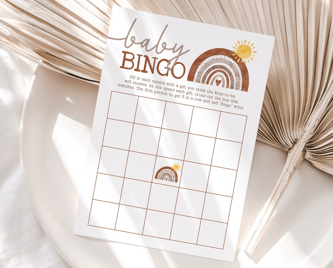 Baby Bingo Baby Shower Game, Sunshine Baby Shower Game, Neutral Baby ...