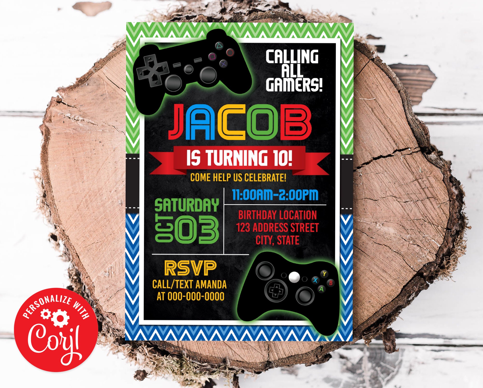 Editable Video Game Birthday Invitation Gamer Invitation - Etsy