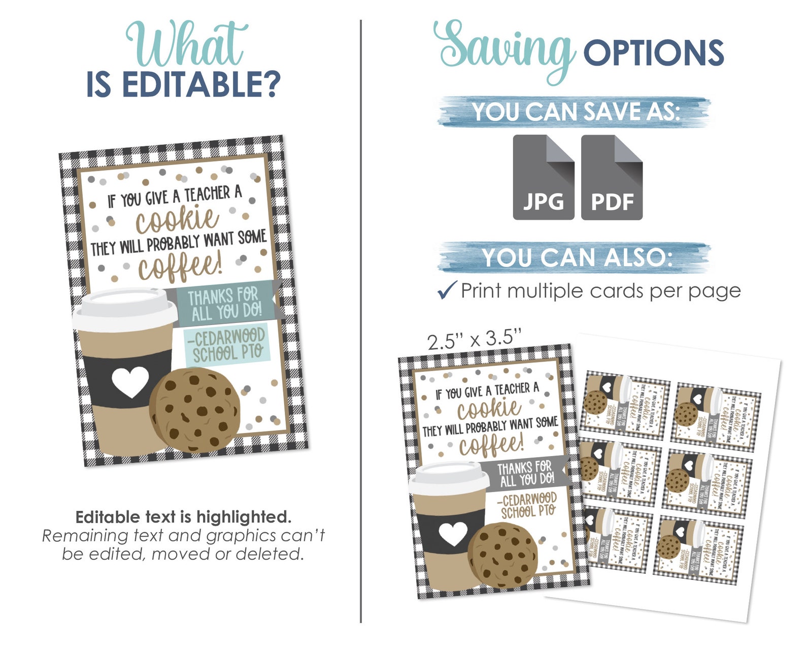 Editable Teacher Appreciation Cookie Coffee Printable Tag If - Etsy