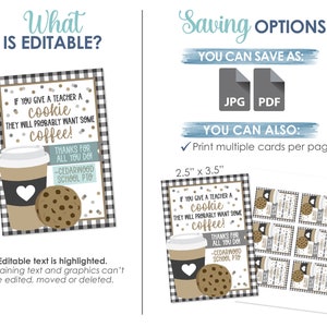 Editable Teacher Appreciation Cookie Coffee Printable Tag | If You Give ...