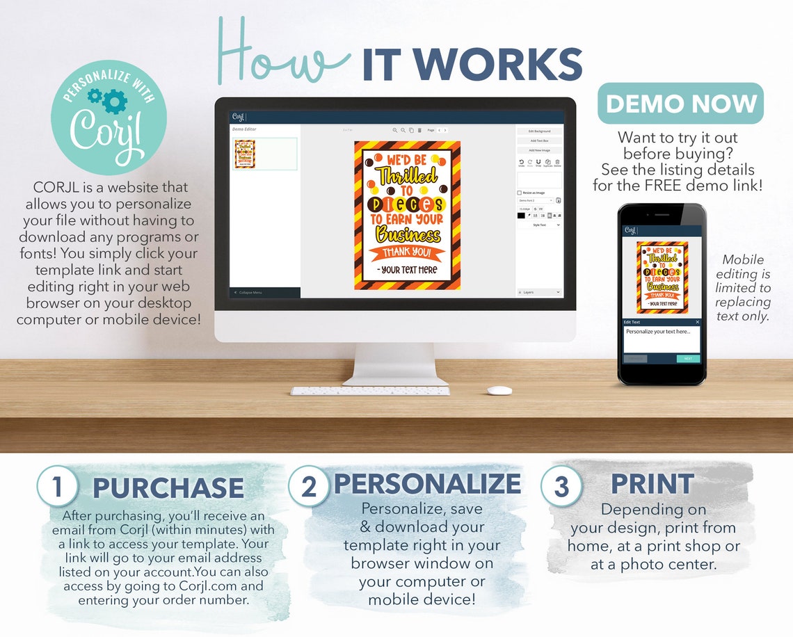 Editable We'd Be Thrilled to Pieces to Earn Your Business Printable Tag ...
