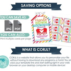 Editable Hands Down Gift Tag, Hands Down You're the Best Around, Nurse ...