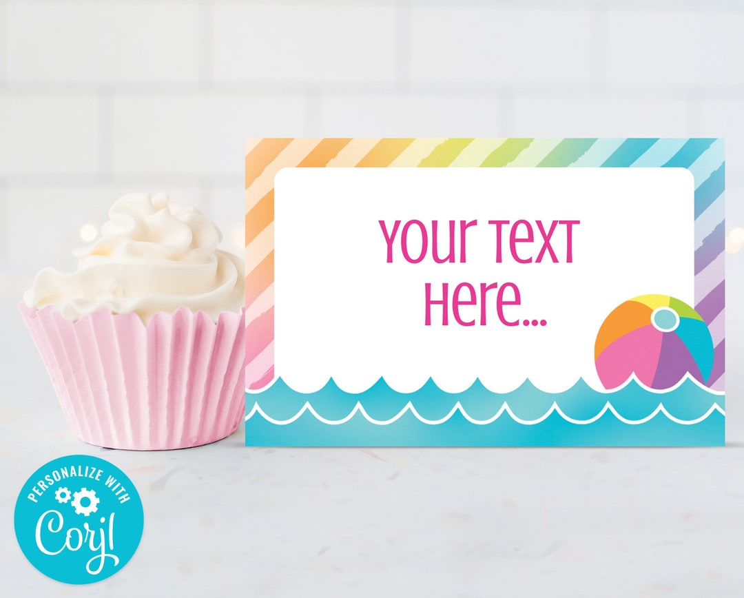 Editable Pool Party Food Tent Cards, Pool Party Birthday Printable Tent ...