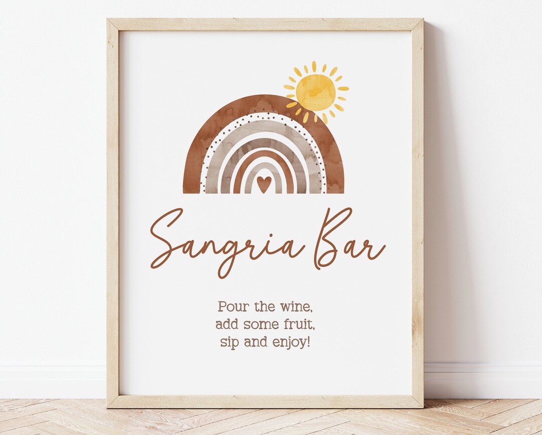Sangria Bar Baby Shower Sign, Sunshine Baby Shower Sangria Sign ...
