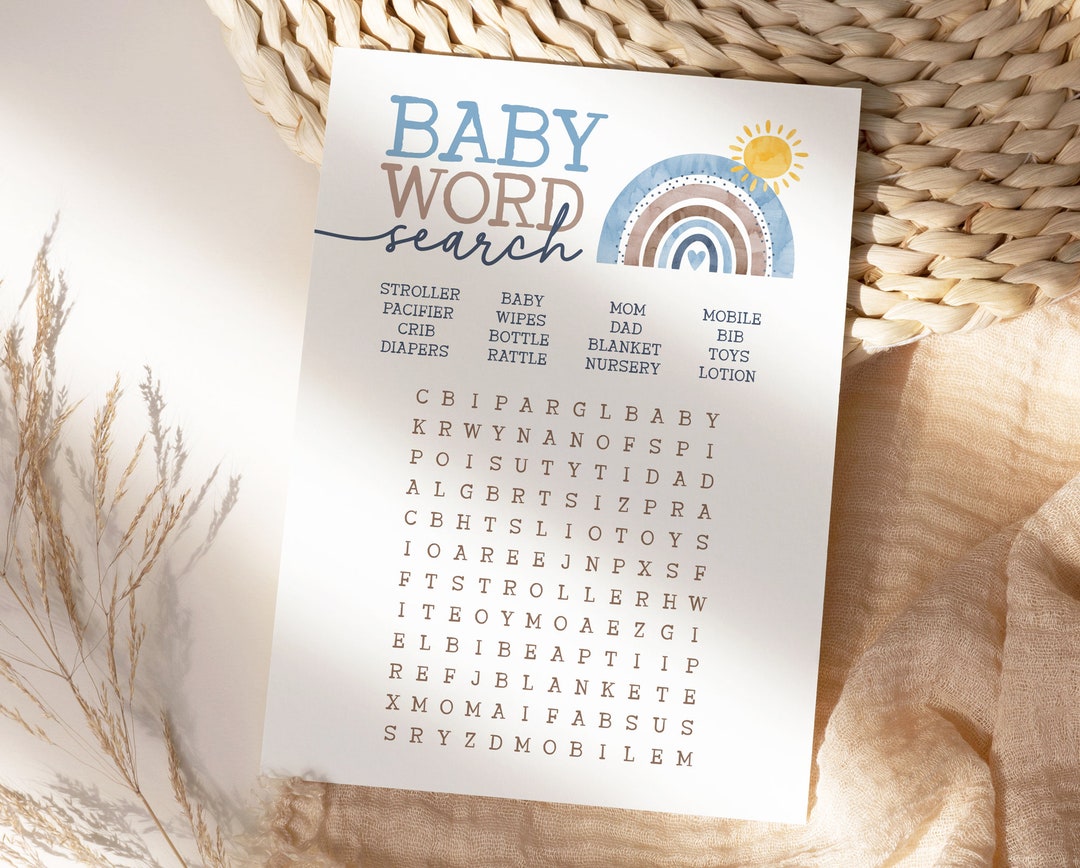 Word Search Baby Shower Game, Baby Shower Game, Sunshine Baby Shower ...