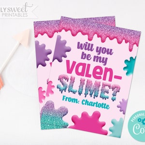 Editable Slime Valentine Card Personalized Girl Slime Valentine's Day ...