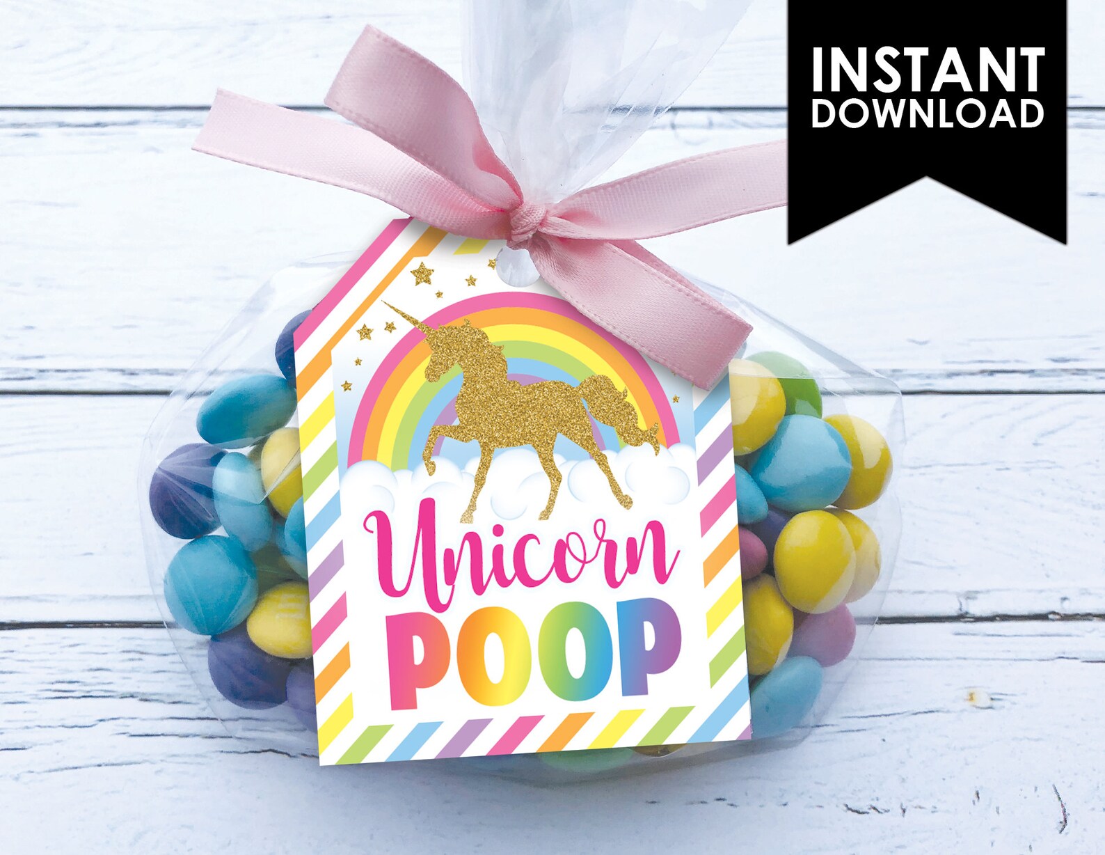 Unicorn Poop Printable Party Thank You Favor Treat Tag (PDF File Only ...