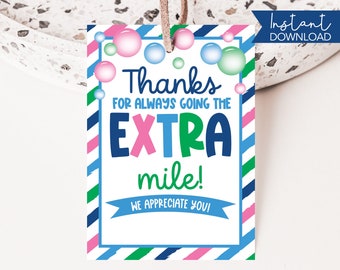 Thanks for Going the EXTRA Mile Tag Teacher Appreciation Gift - Etsy