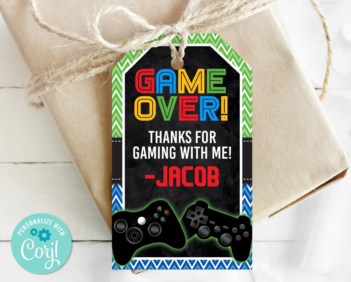 Video Game Thank You Tag Gamer Favor Tag Game Truck Birthday | Etsy