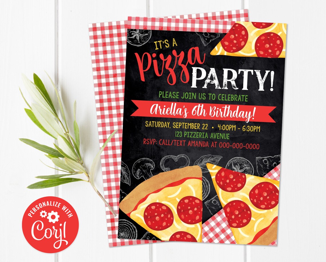 Editable Pizza Party Invitation Pizzeria Birthday Invitation - Etsy