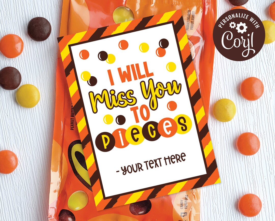 Editable I Will Miss You to Pieces Printable Tag Pieces Tag Retirement ...