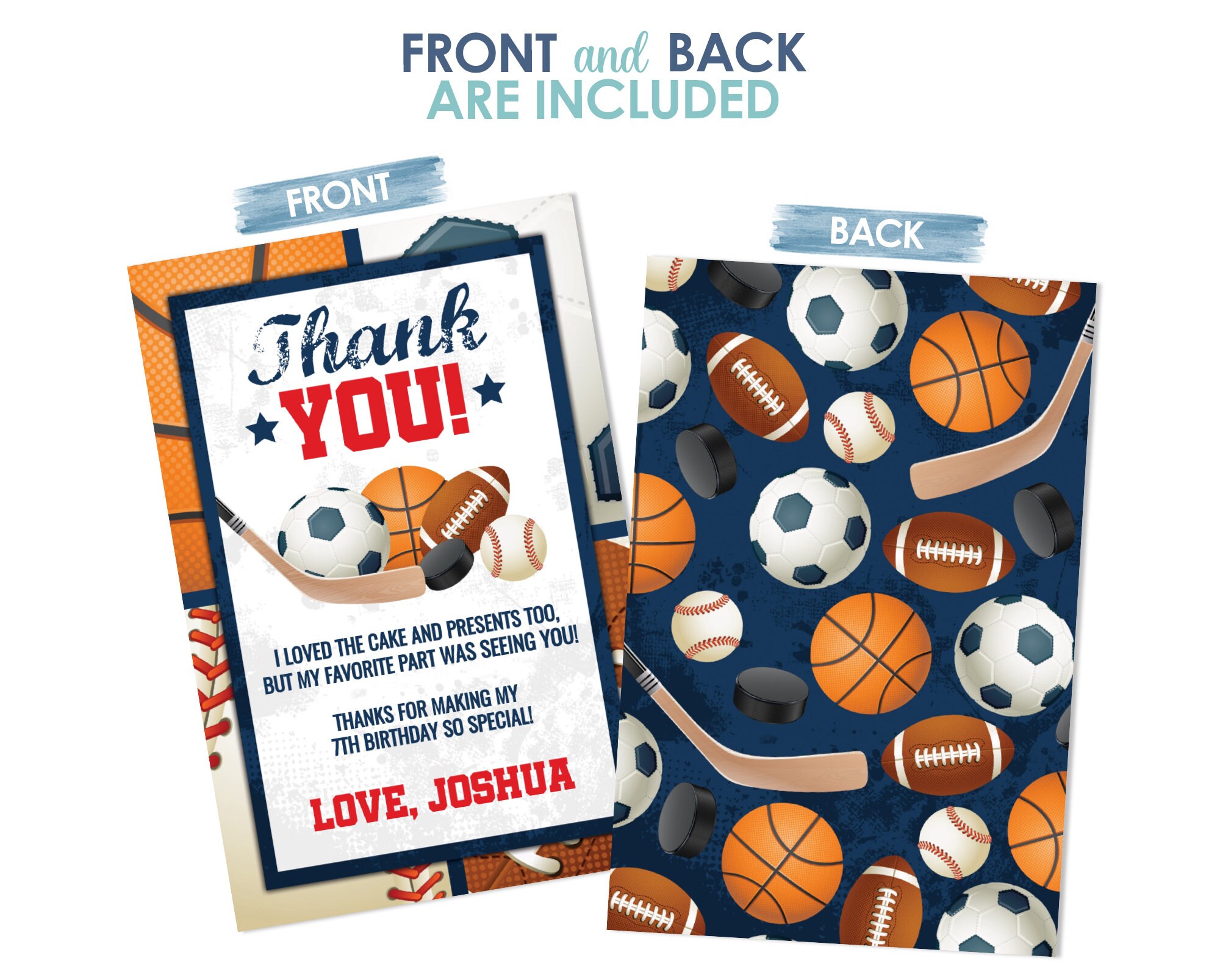 Editable Sports Birthday Thank You Card, Sports Thank You, All Star ...