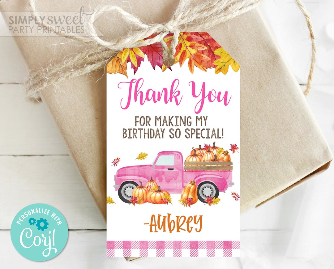Editable Fall Pumpkin Truck Thank You Tag, Pumpkin Truck Printable ...