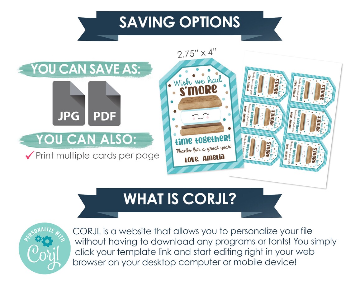 Editable S'mores Gift Tag Wish We Had S'more Time - Etsy