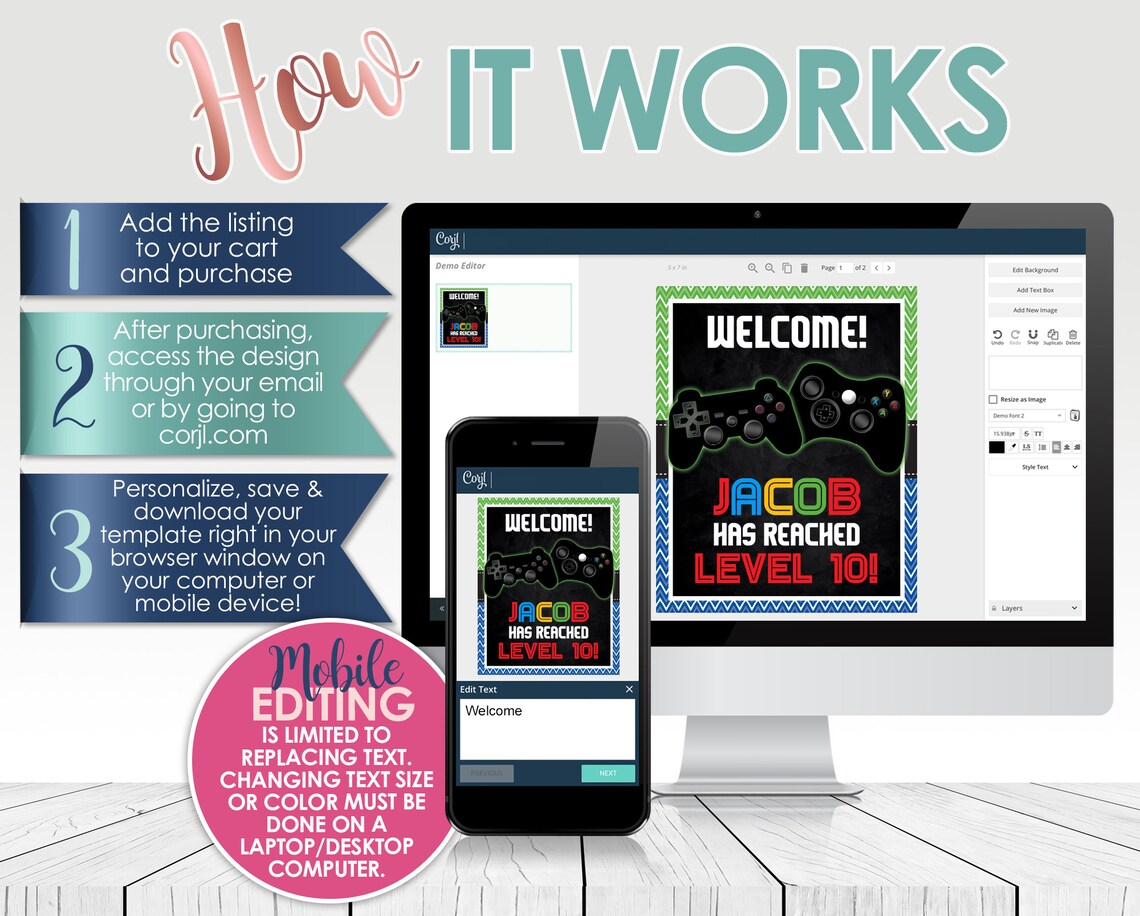 Editable Video Game Welcome Sign Gamer 16x20 Birthday Sign | Etsy