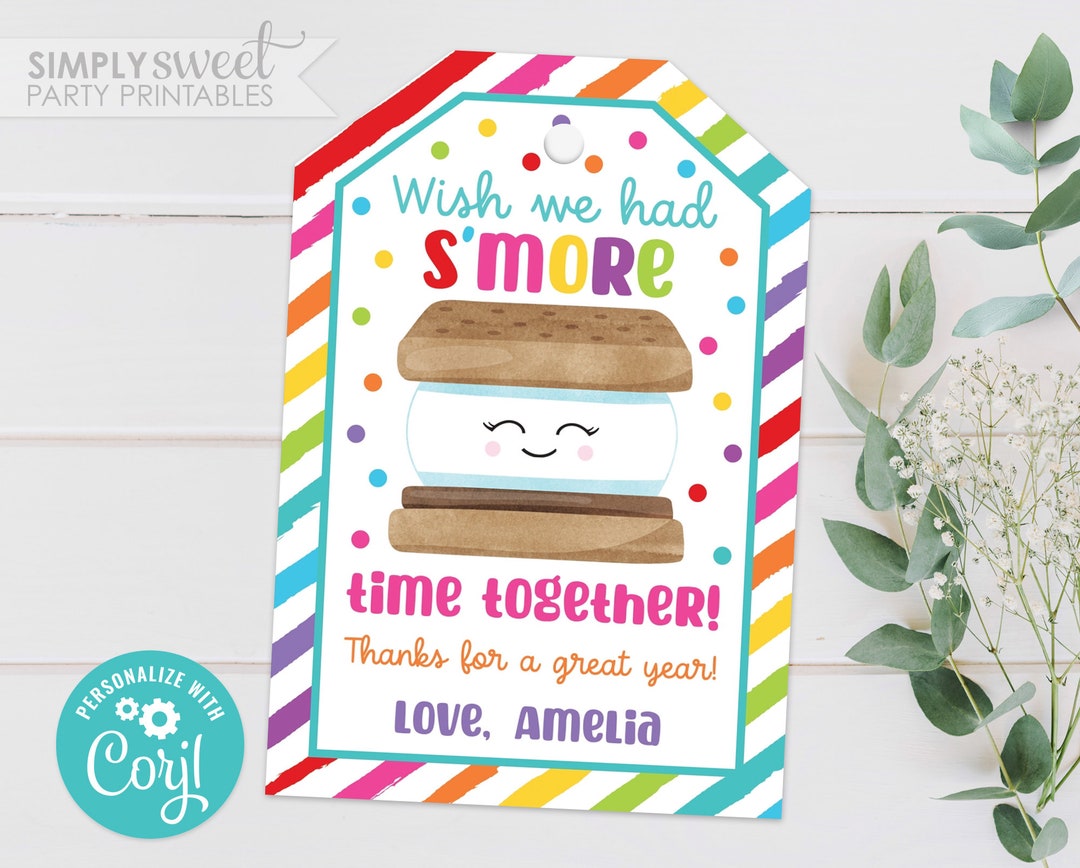 Editable S'mores Gift Tag, Wish We Had S'more Time Together Tag, Staff ...