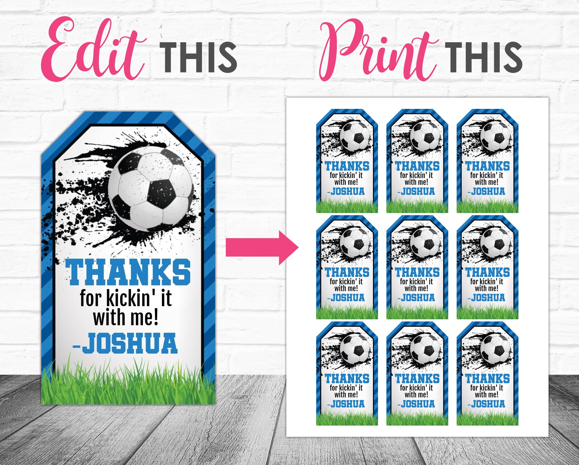 Soccer Thank You Tag Soccer Favor Tag Soccer Birthday - Etsy