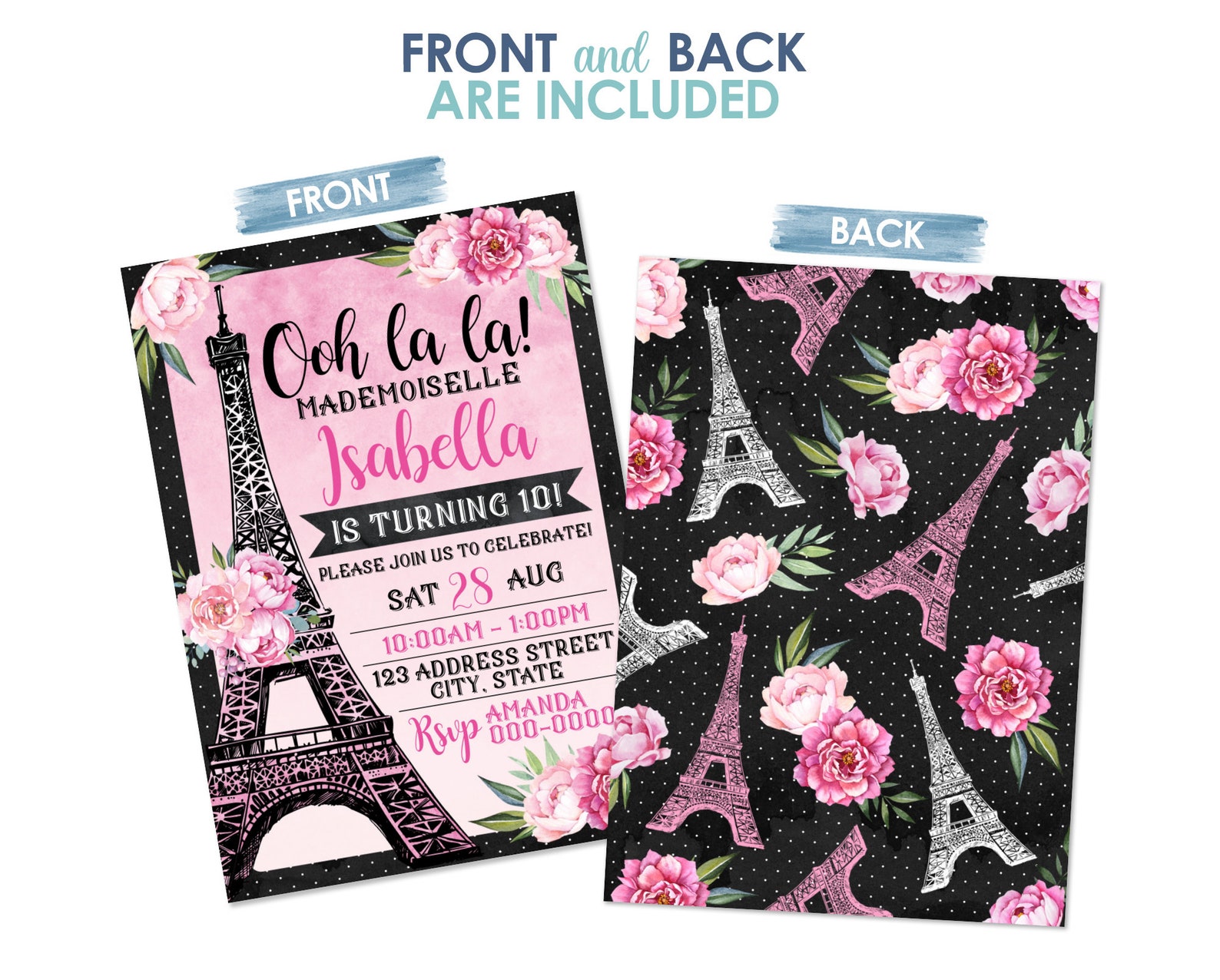 Editable Paris Birthday Invitation, Paris Invitation, Paris ...