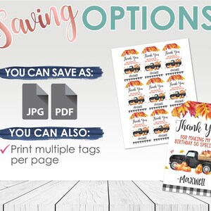Editable Fall Pumpkin Truck Thank You Tag, Pumpkin Truck Printable ...
