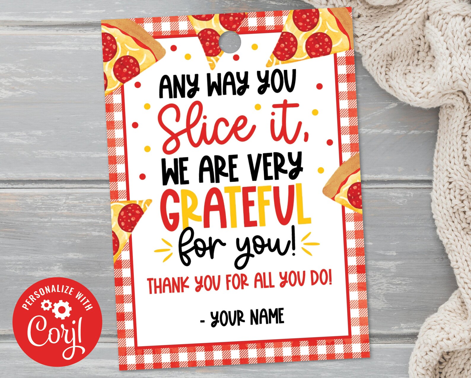 Editable Pizza Appreciation Tag Teacher Nurse Employee Staff ...