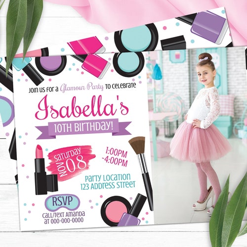 Editable Makeup Invitation Makeover Birthday Party Glamour | Etsy