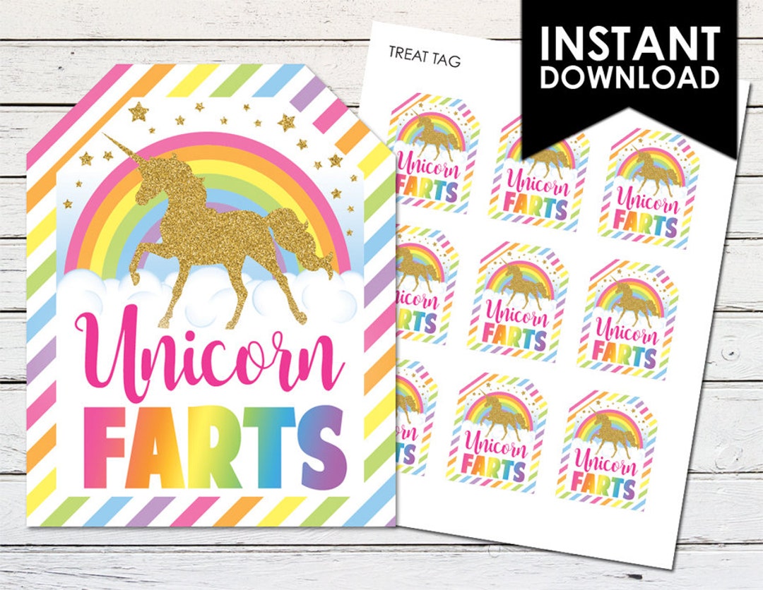 Unicorn Farts Printable Party Thank You Favor Treat Tag (PDF File Only ...