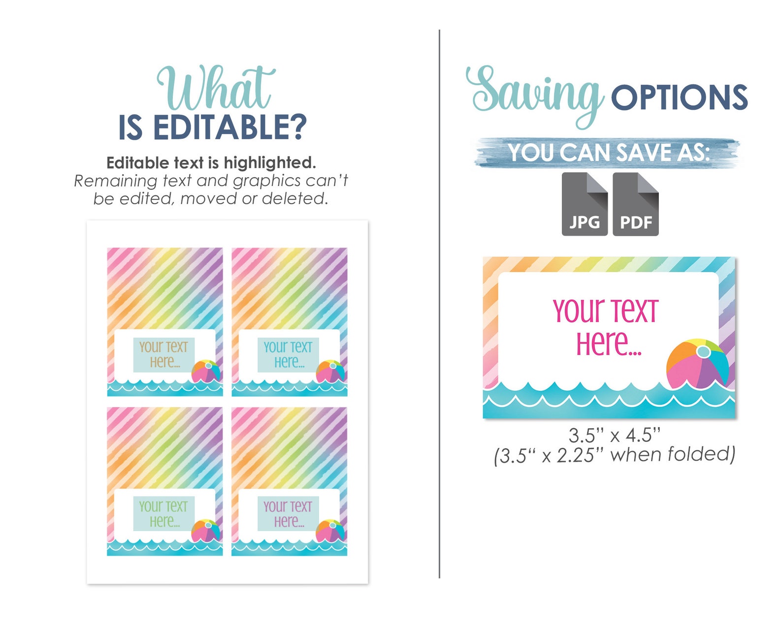 Editable Pool Party Food Tent Cards, Pool Party Birthday Printable Tent ...