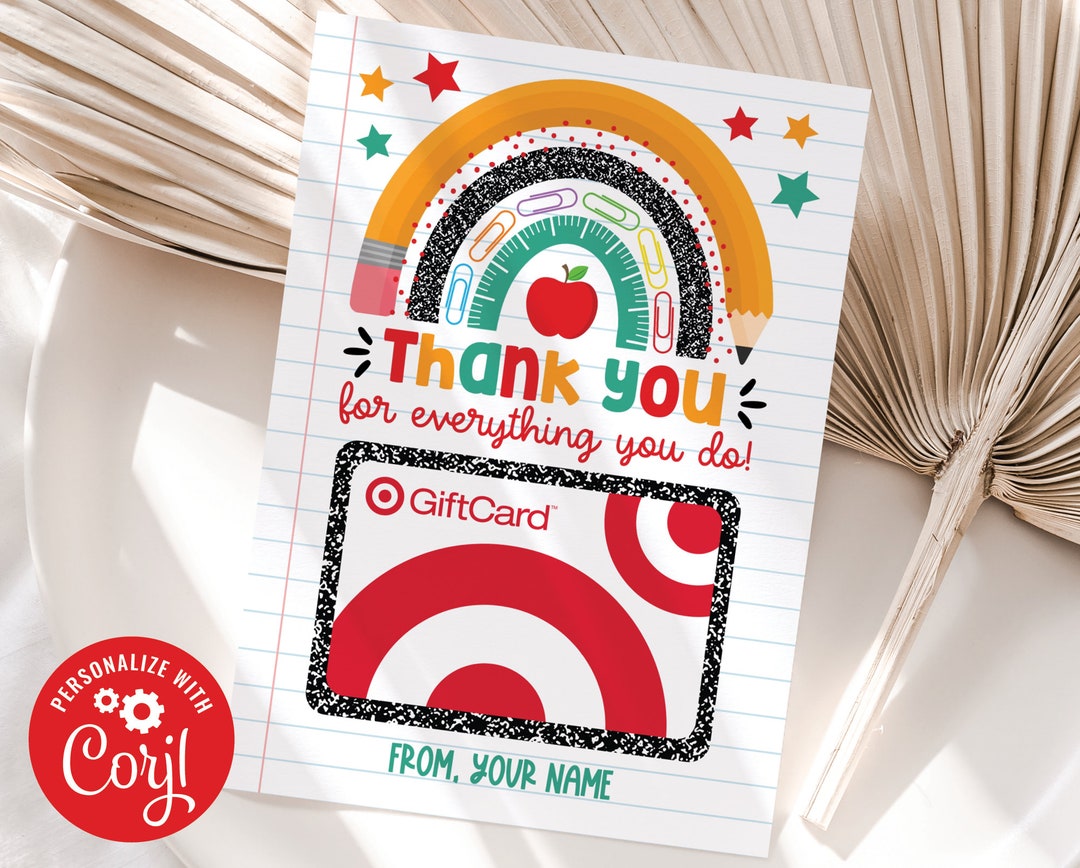 Editable Teacher Appreciation Gift Card Holder Staff Teacher ...