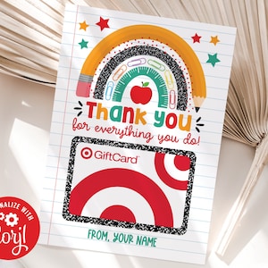 Editable Teacher Appreciation Gift Card Holder Staff Teacher ...