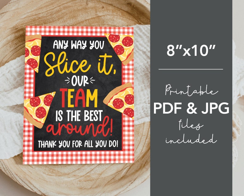 Pizza Team Appreciation Week Printable Sign PTA PTO Pizza - Etsy