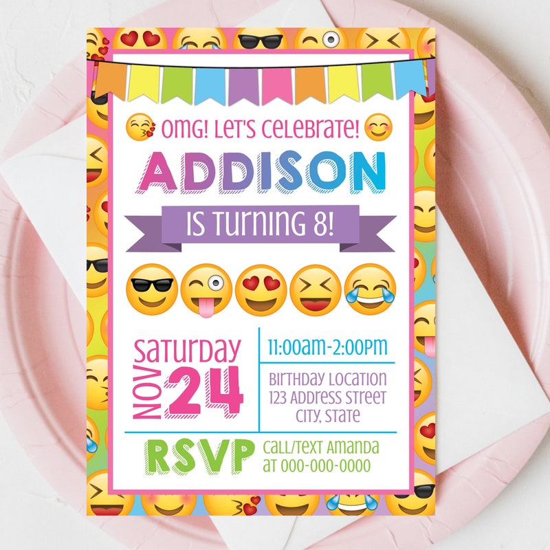Emoji Invitation - Etsy