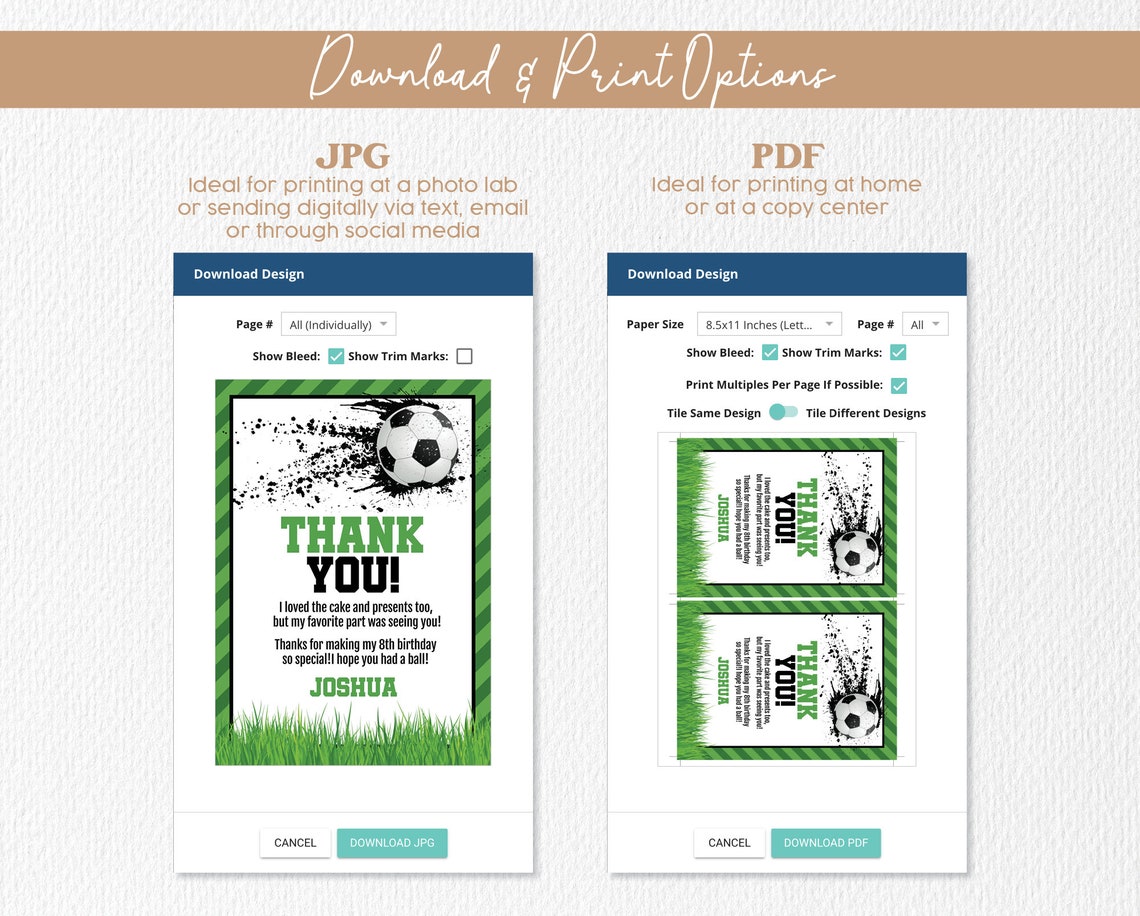 Soccer Thank You Card, Soccer Birthday Thank You Card, Soccer Editable ...