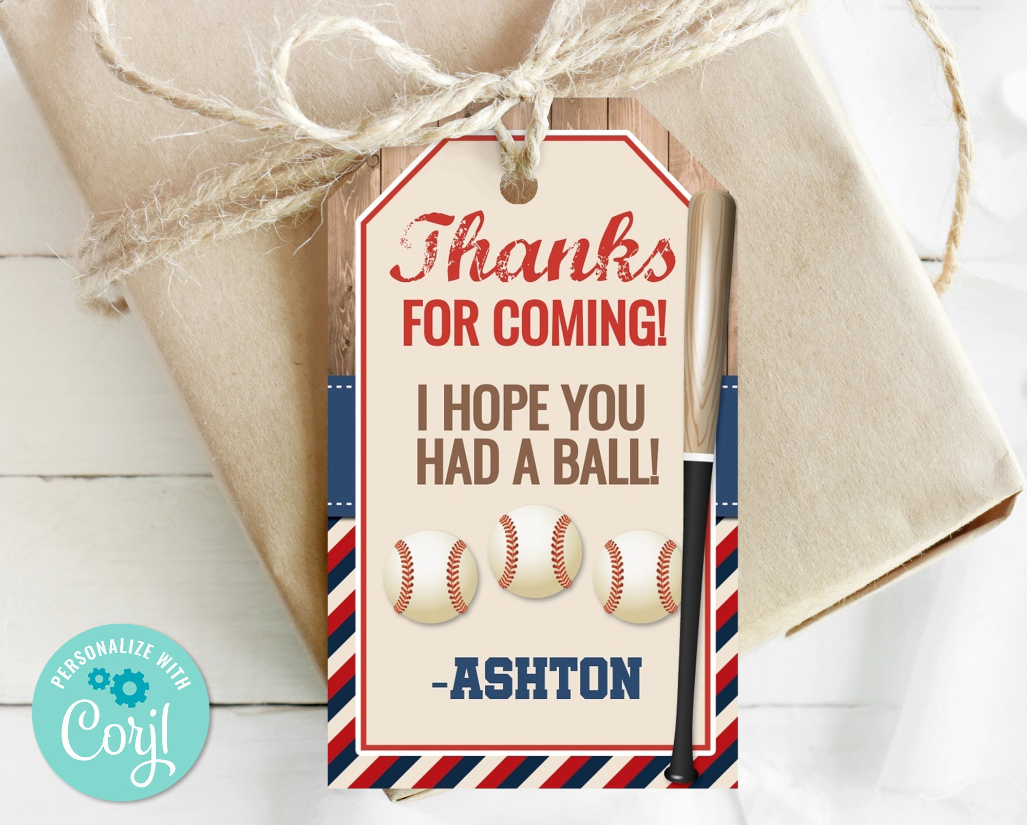 Baseball Thank You Tag Baseball Favor Tag Baseball Birthday - Etsy ...