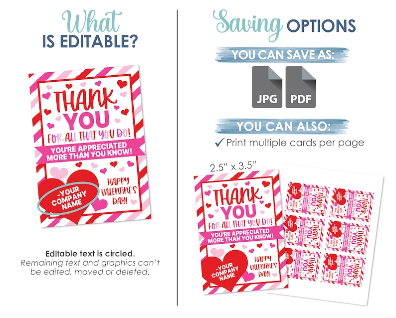 Thank You for All That You Do Printable Valentine Tag | Etsy