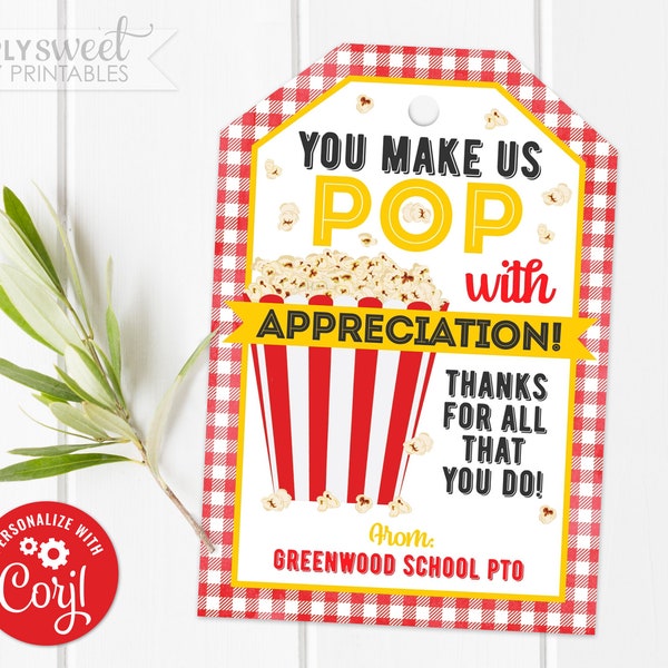 Popcorn Gift Tag - Etsy