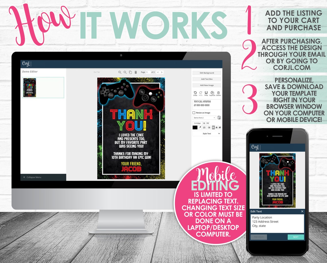 Video Game Thank You Card Gamer Birthday Thank You Card - Etsy