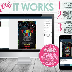 Video Game Thank You Card, Gamer Birthday Thank You Card, Video Game ...