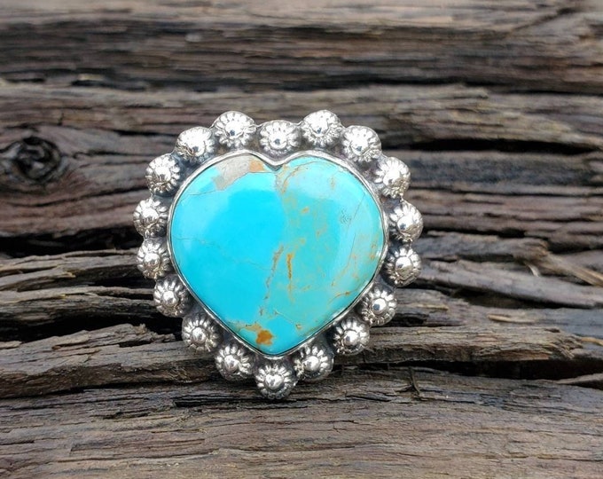 Sterling Silver Turquoise Heart Ring - Size 7 - Etsy