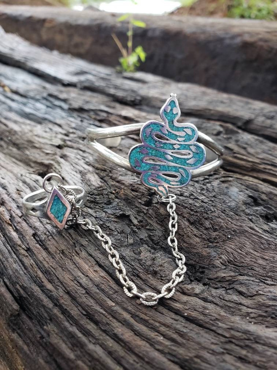 Vintage G&S Turquoise Snake Slave Chain Bracelet - Circa 1993 ...