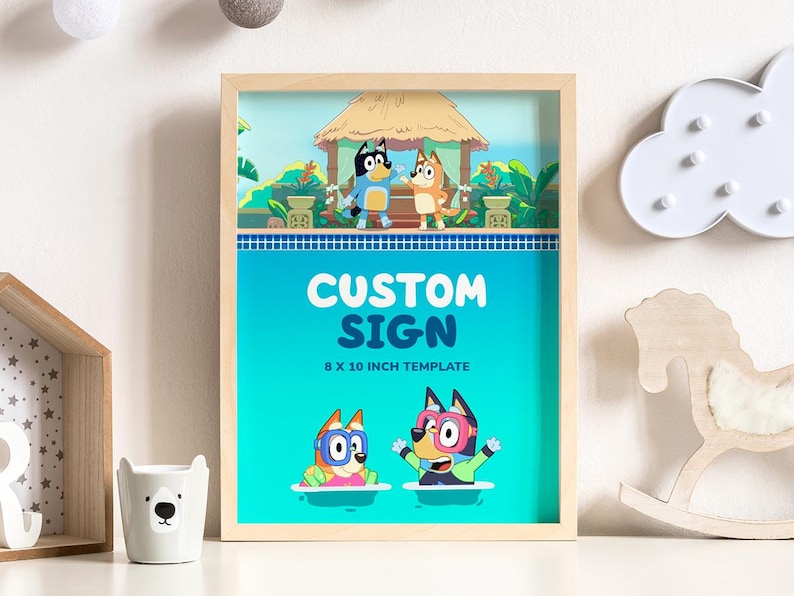 Bluey Swimming Birthday, Bluey Pool Party Theme, Pink Kids Pool Blue ...