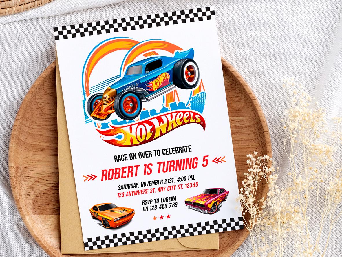 Hot Wheels Birthday Invite, Hot Wheels Birthday Party Decoration, Hot ...