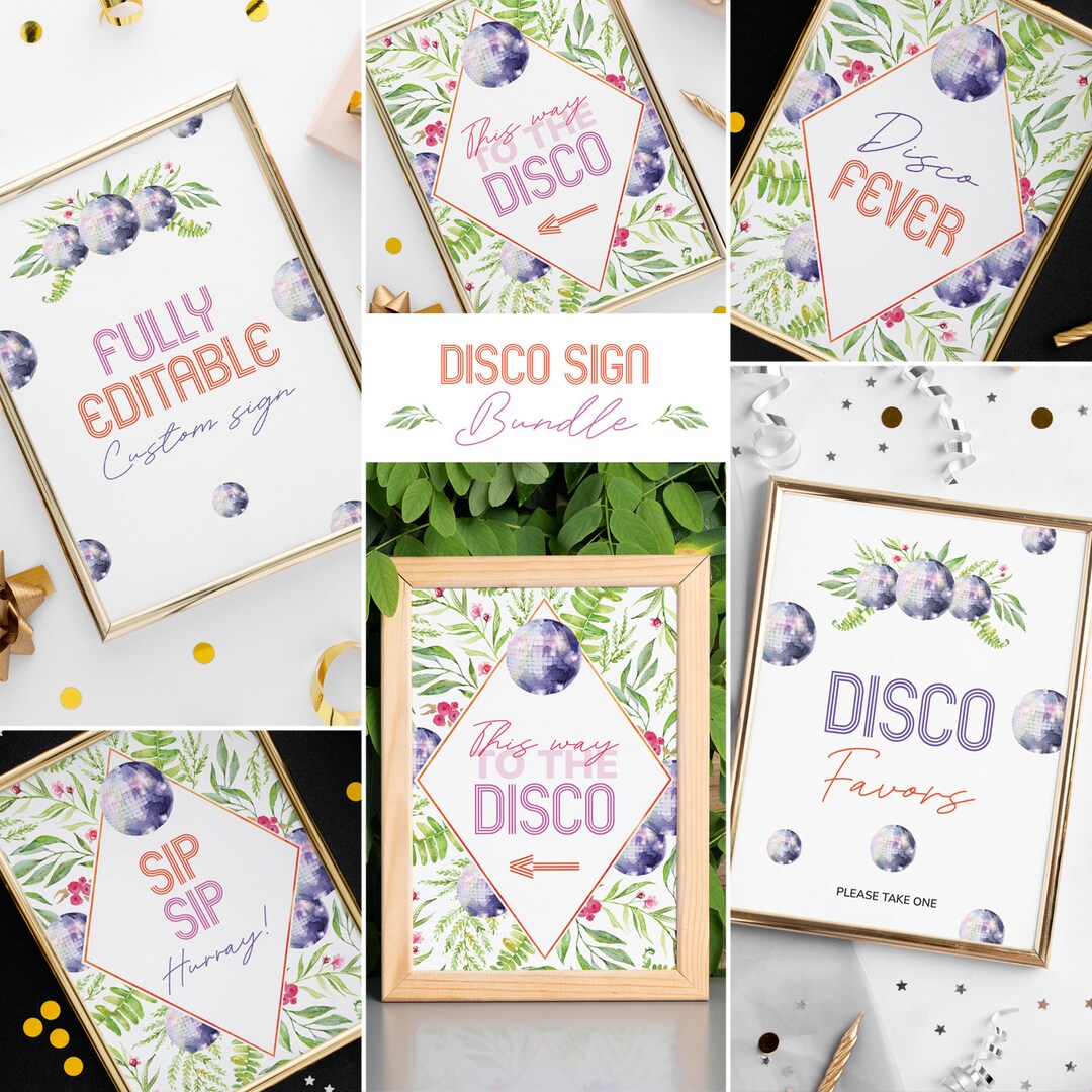 Bright Floral Disco Editable Sign, Floral Disco Bridal Party Decor ...