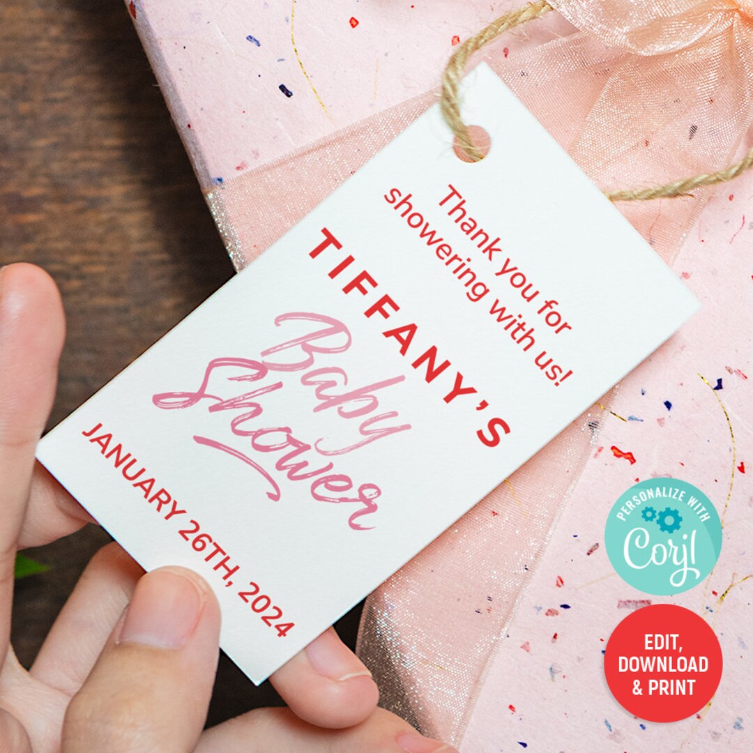 Hot Pink and Red Thank You Tag Printable, Minimal Pink Red Gift Tag ...