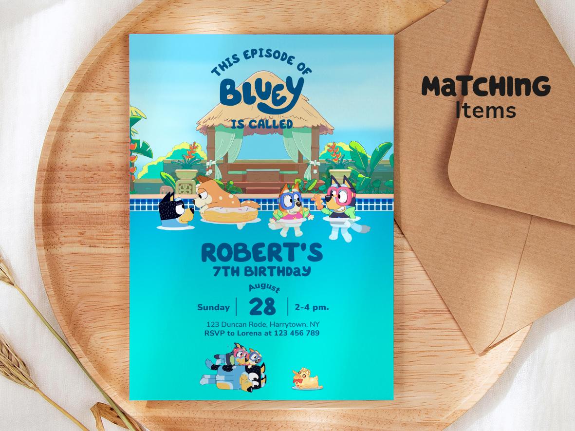 Bluey Pool Party Sign, Bluey Summer Theme, Bluey Bday Party Decor ...