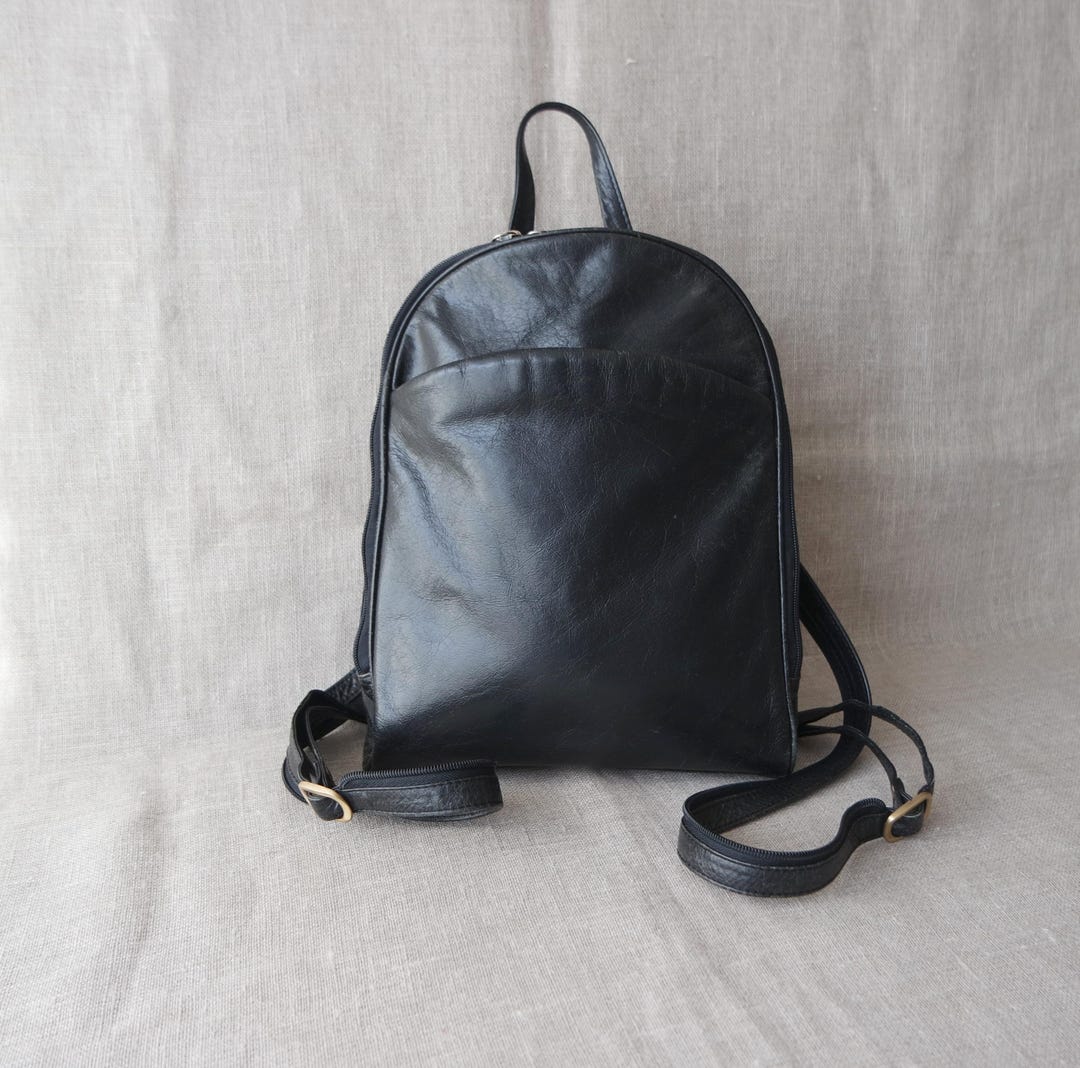 Vintage Black Leather Backpack Black Leather Rucksack - Etsy
