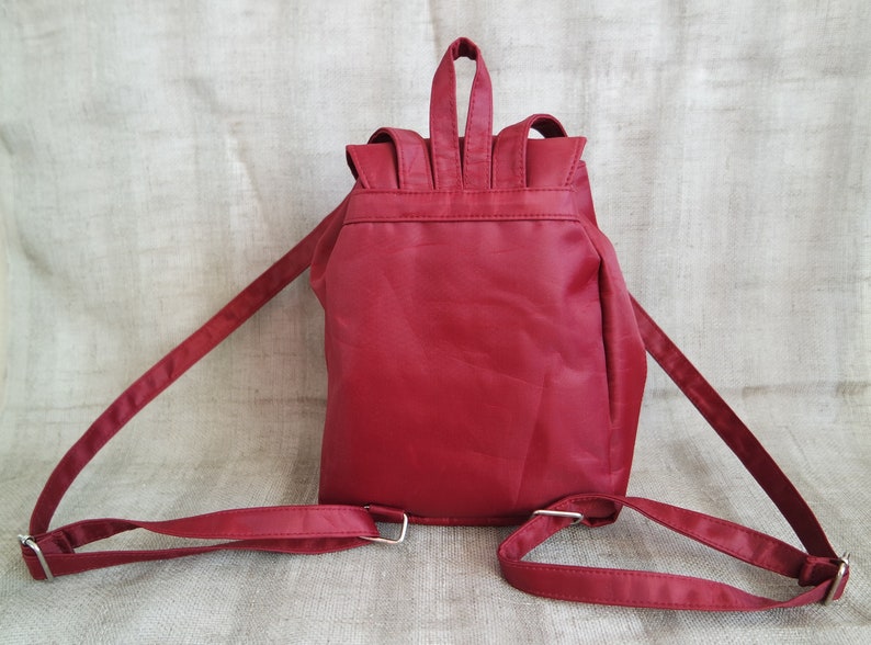 Vintage Red Nylon Drawstring Backpack Pale Red Rucksack - Etsy