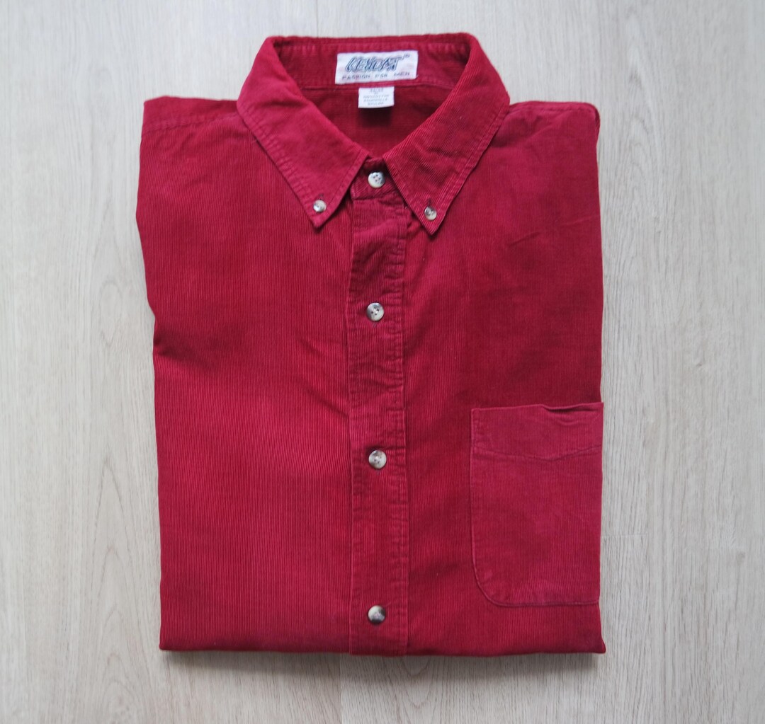 Men's Cherry Red Corduroy Shirt Long Sleeve Velvet Shirt - Etsy