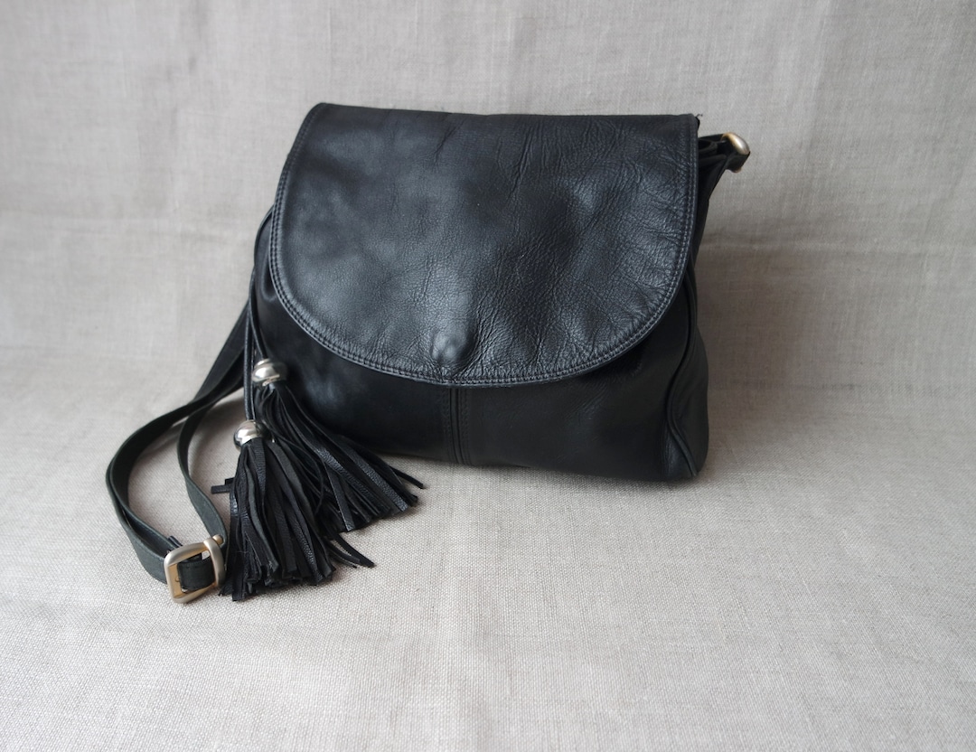 Women's Black Leather Shoulder Bag Black Crossbody Bag Black Black ...