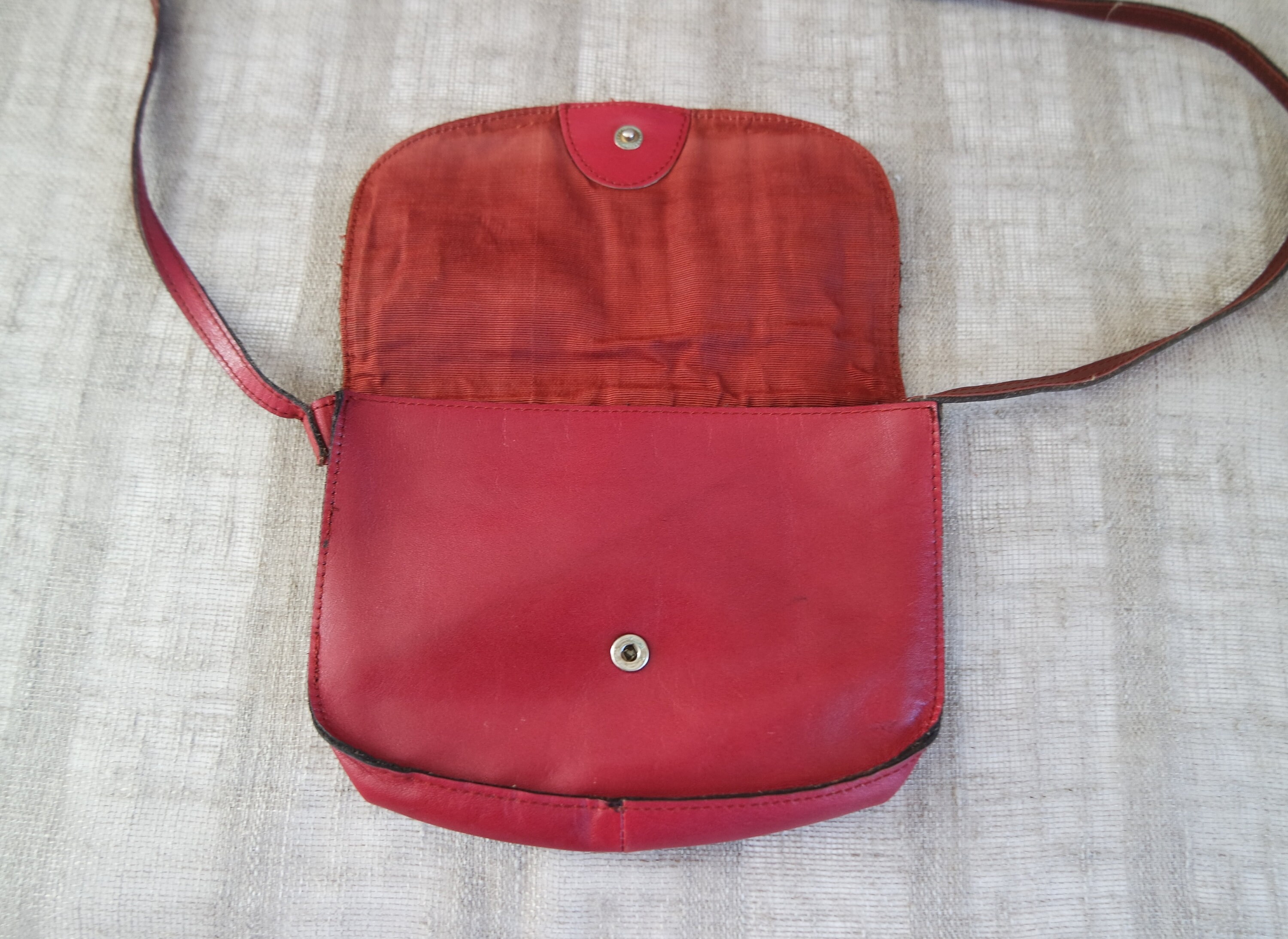 Vintage Red Faux Leather Bag Small Red Crossbody Shoulder Bag | Etsy