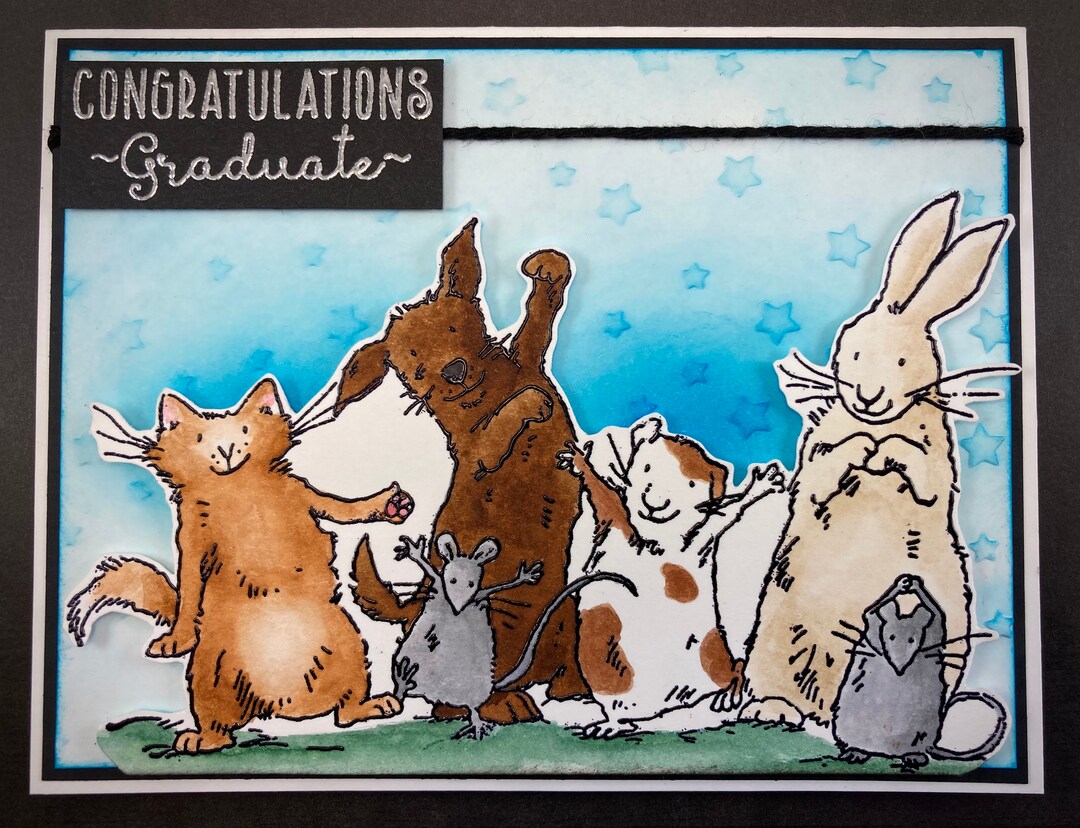 Handmade Graduation Card – Starry Congrats Card With Animals - Etsy